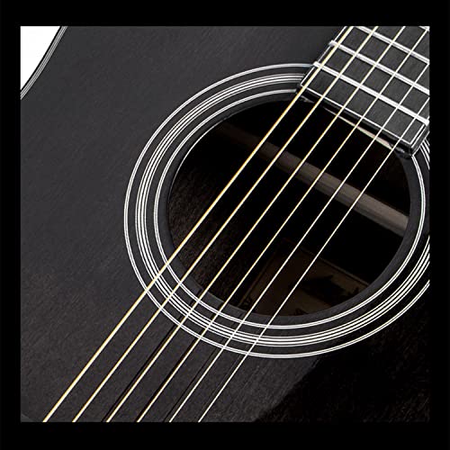SheIRin 6 String Acoustic Guitar Beginner Starter Kit Guitarra Acustica Bundle Pack with Cutaway Body Set for Students Practice, Kids, Adults, Right, Black