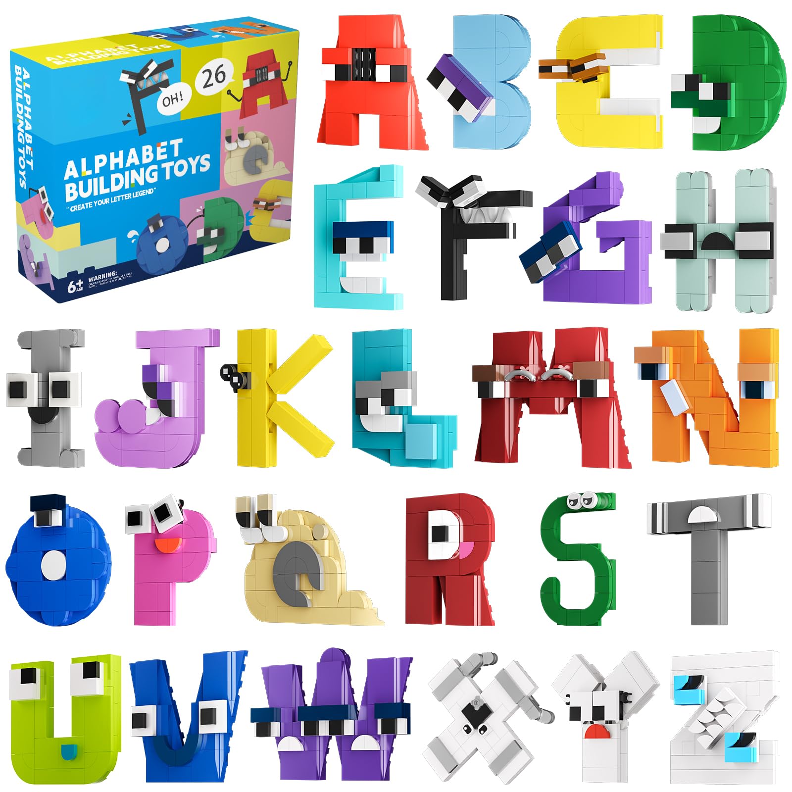Lingtoolator habet Letter Lore Building Blocks Set, A-Z Alphabets Education Toys ABC Alphabet Learning Toys, ABC Learning for Toddlers Alphabet Knowledge Building Bricks for Boys Girls (943 pcs)