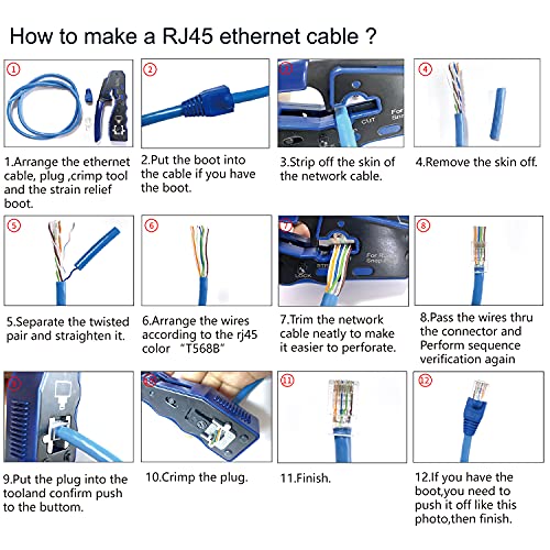 VINET RJ45 Crimp Tool Ethernet Crimping Tool All-in-one Crimper Wire Stripper Cutter For Pass Through Cat6 Cat5e Connectors With Replacement Blades