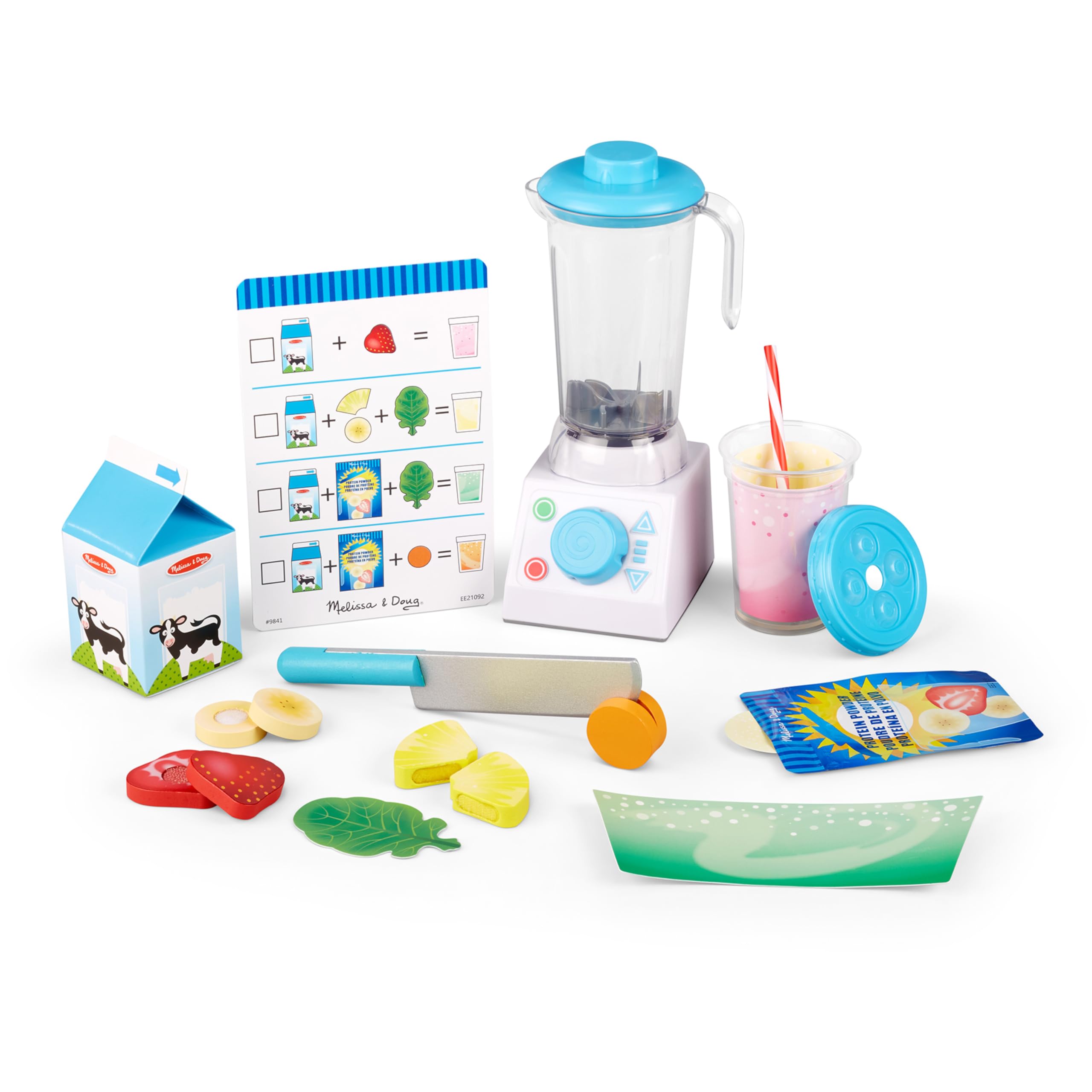 Melissa & Doug Smoothie Maker Blender Set with Play Food - 22 Pieces - Play Blender Mixer Toy for Kids Kitchen Ages 3+