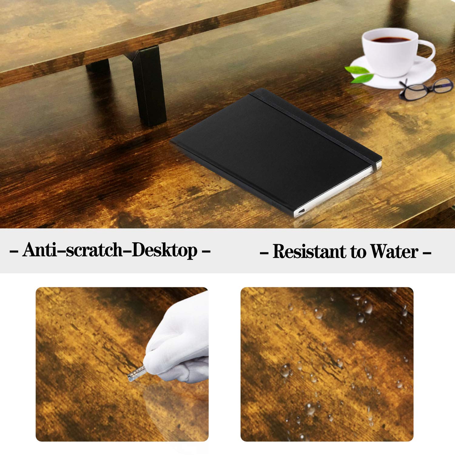 LOVEZ Computer Desk with Storage Shelves/Keyboard Tray/Monitor Stand Desk with Bookshelf Easy Assemble Study Table for Home Office (Brown)