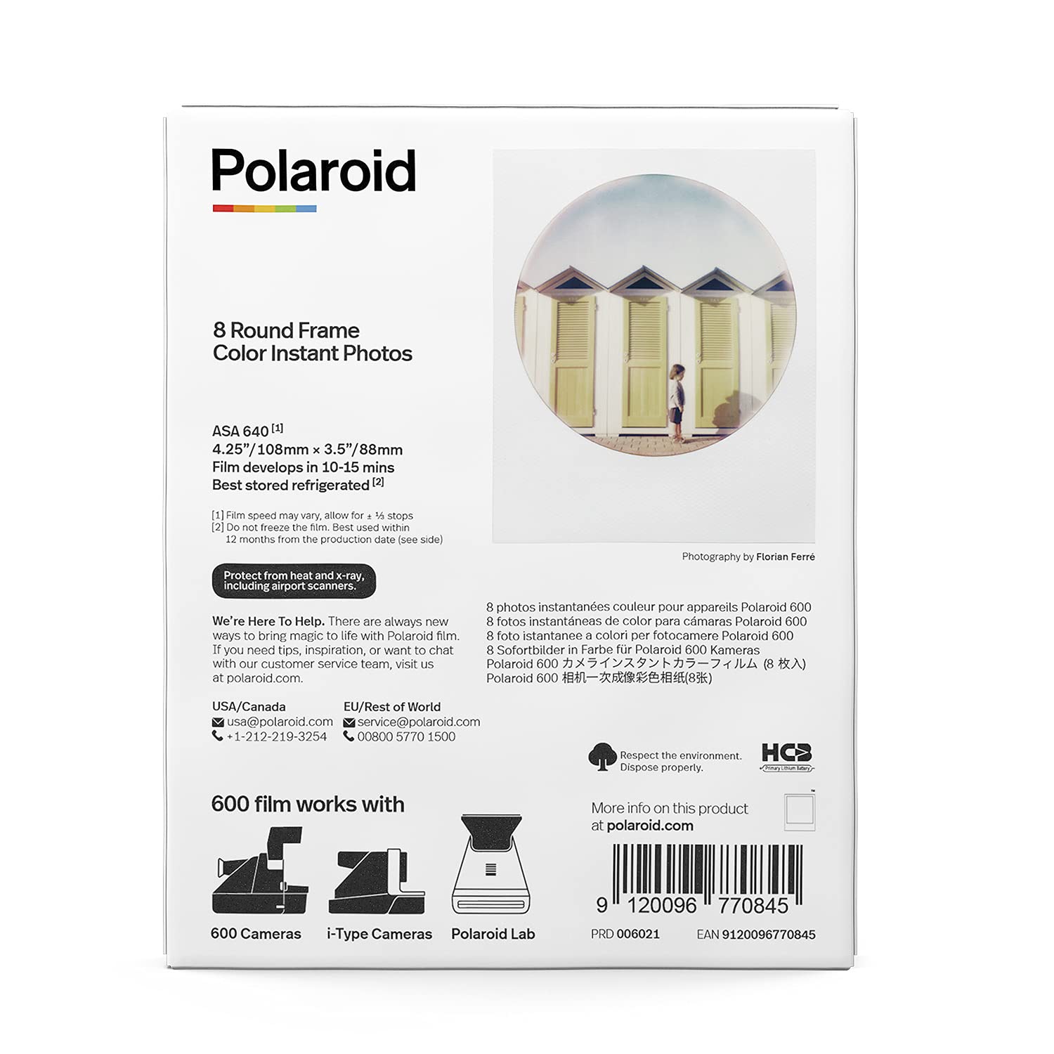 Polaroid Color Film for 600 - Round Frame 8 Photos (6021) + Grey Album Holds 32 Photos