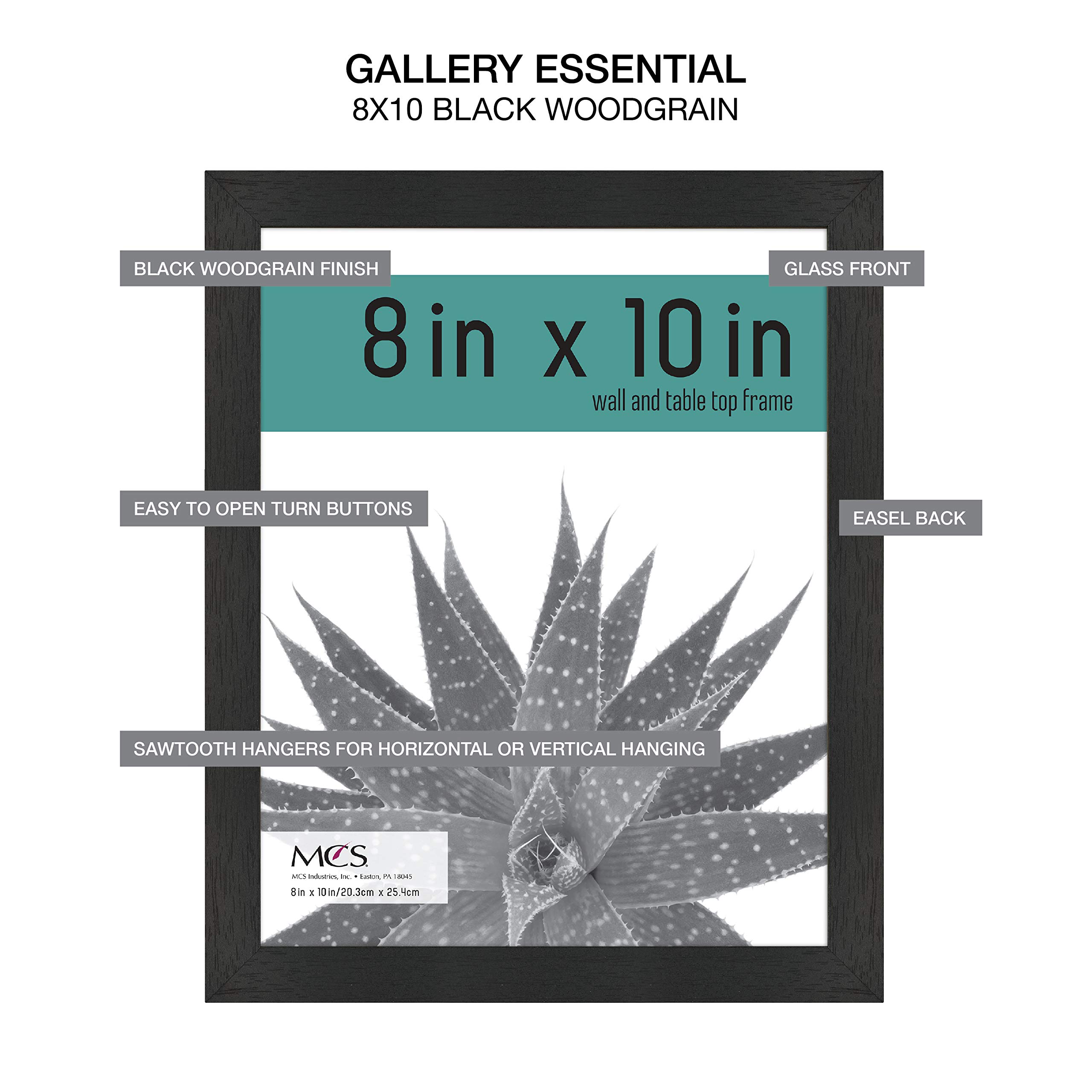 MCS Gallery Essential Picture Frames, Photo Gallery Wall Frame Set, Black Woodgrain, 8 x 10 Inch, 2-Pack