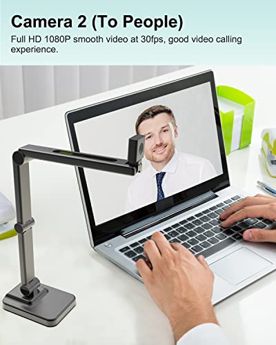 VIZOLINK 8MP Document Camera & Webcam with Noise-Canceling Microphone, A3-Size Capture, Auto Focus, 3-Levels Adjustable Brightness, for Live Demo, Home Office, Remote Teaching
