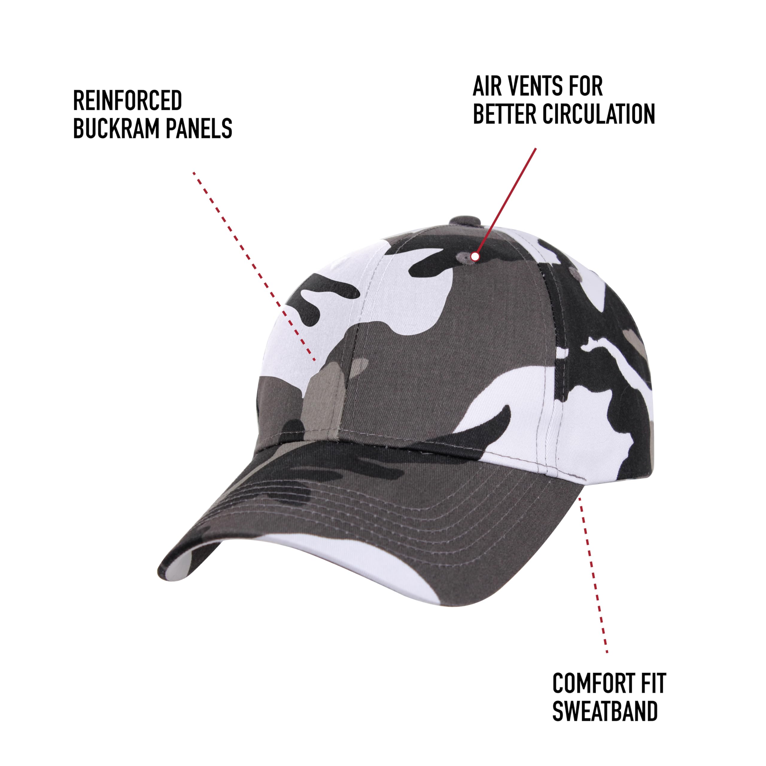 Rothco Supreme Camo Low Profile Cap β Adjustable Rugged Outdoor Baseball Hat (US, Alpha, One Size, Black Camo)