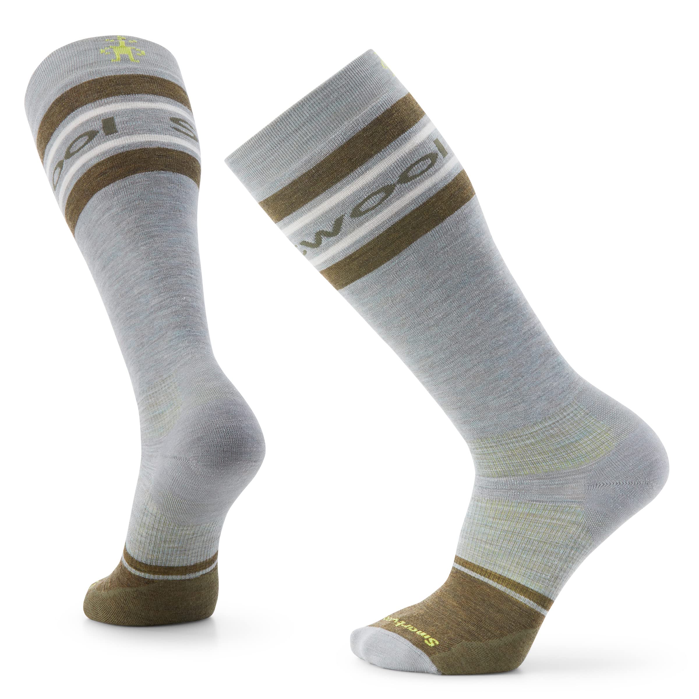 Smartwool Snowboard Logo Targeted Cushion Merino Wool Over The Calf Socks For Men and Women, Lunar Gray, Medium