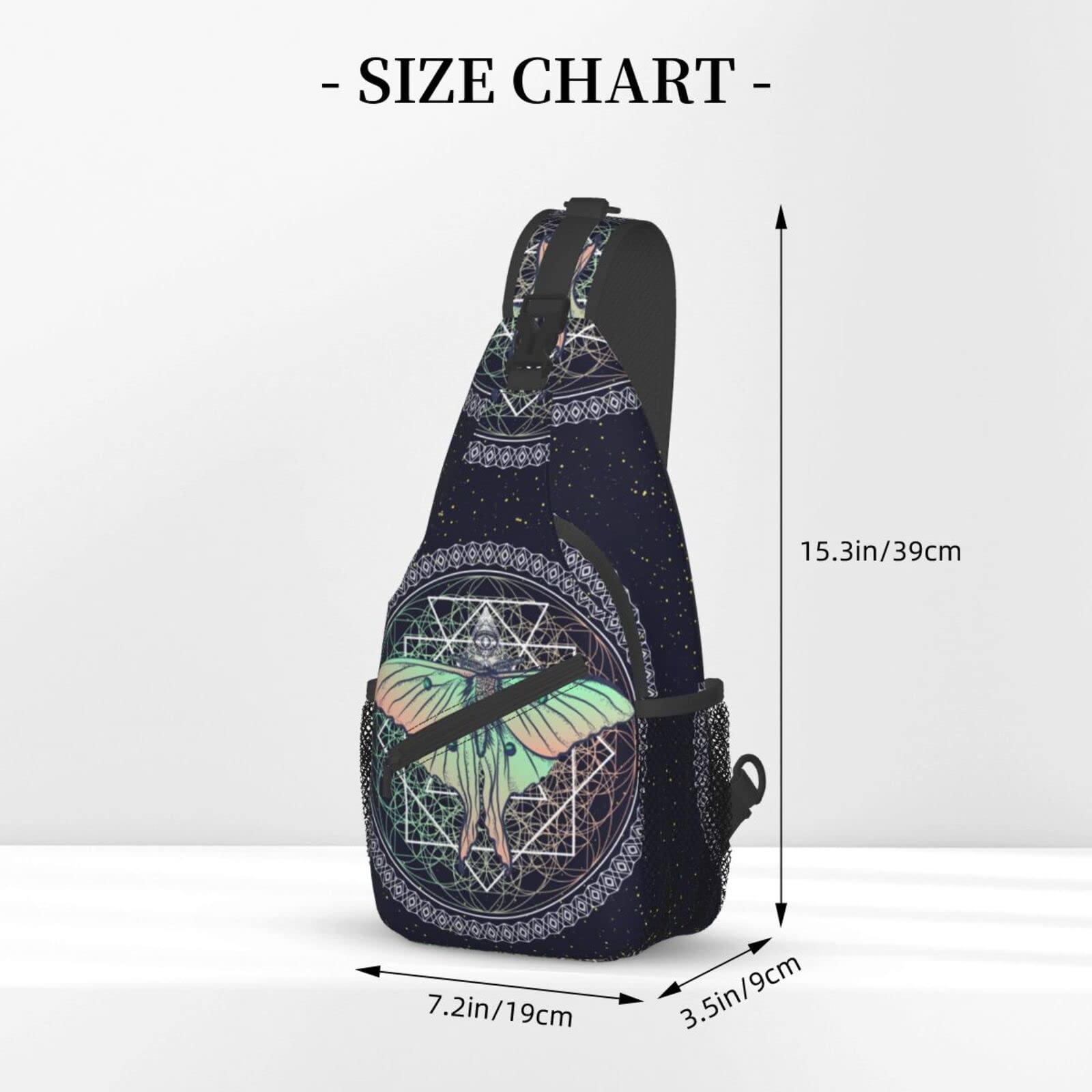 Moth Sling Bag Travel Sling Backpack Crossbody Bag Shoulder Pack Hiking chest Daypack for Women Men Waterproof Adjustable Lightweight Cycling Runners Climbing
