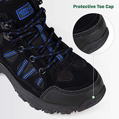 Nord Trail Mt. Hunter Kids Hiking Boots - Black & Royal Blue Suede Shoe - 1