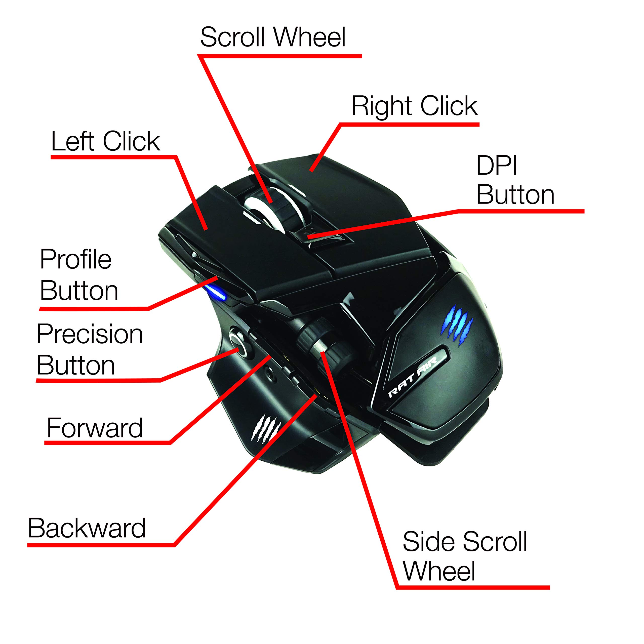 Mad Catz The Authentic R.A.T. AIR Wireless Power Gaming Mouse with Charging Pad - Black