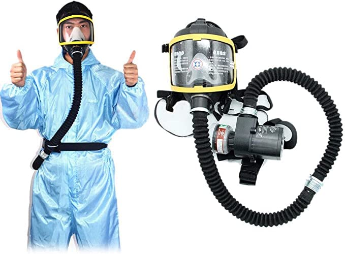 Mefape Electric Constant Flow Supplied Air Fed 2 Gear Adjustable Full Face Gas Mask Respirator System
