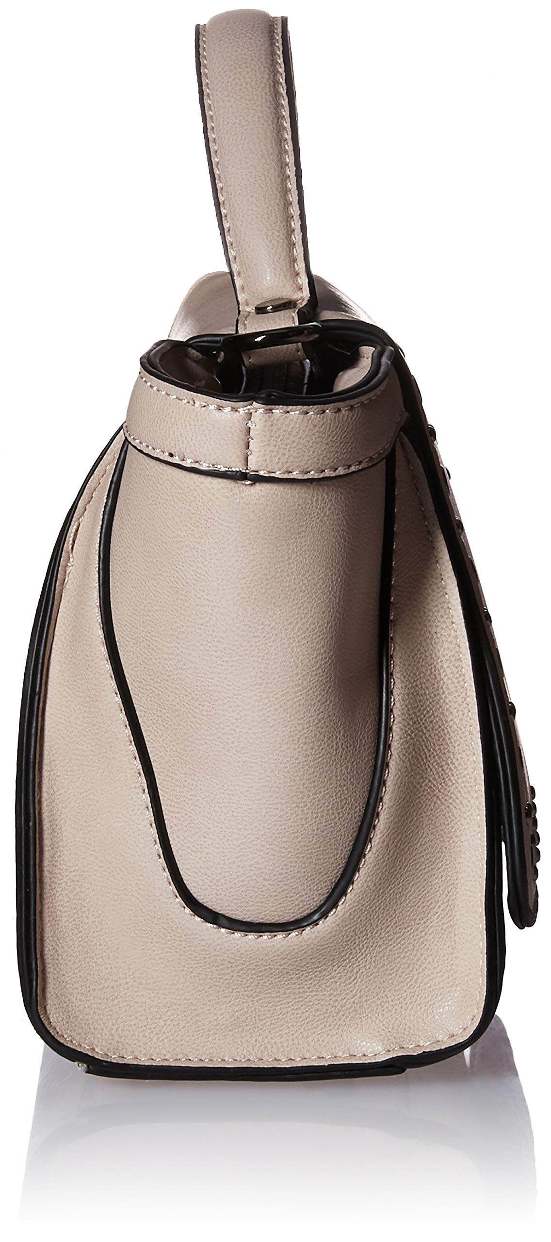 Mellow World Women's Mia Hb17658, Vegan Leather Mini Eyelet Satchel with Stud Accent, Mag Snap Zipcls, White, One Size
