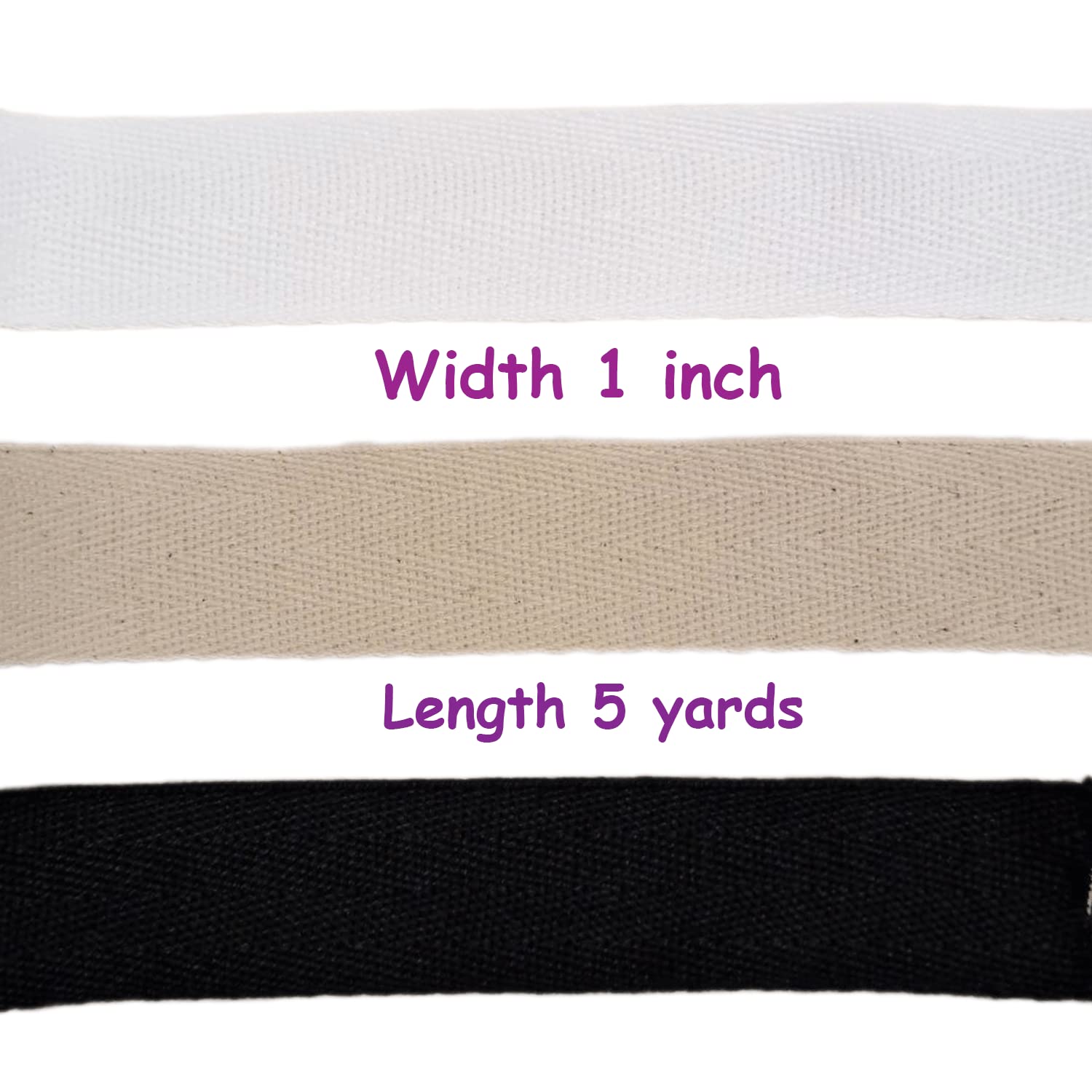 Losita 1 inch X 5 Yards Natural Cotton Twill Tape Herringbone Soft Fabric Webbing Strap Ribbon, Bias Binding for Sewing Gift Wrapping DIY Cloth Bag Holders Blanket Edge Supplies (White)