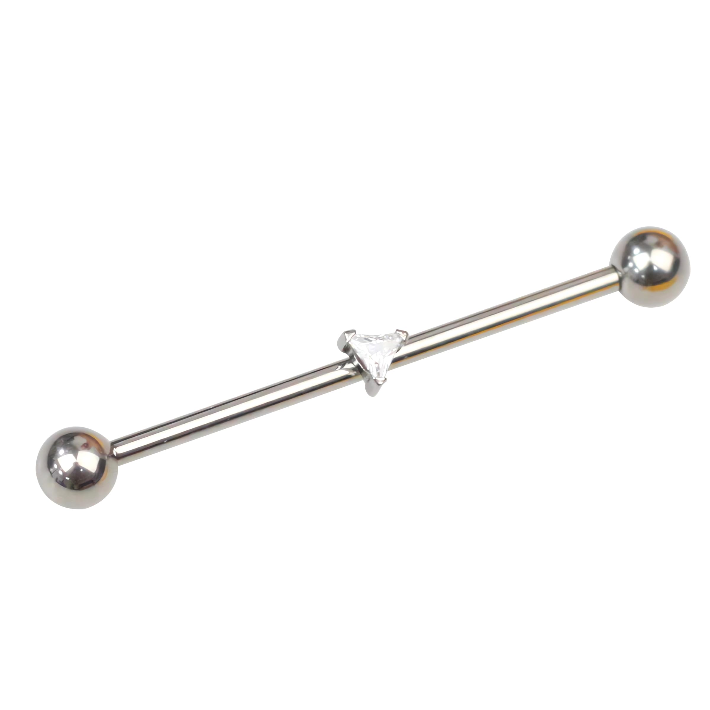 NewkeepsR Implant Grade23 Titanium Internal Thread 1.6mm(14g) Thickness, 38mm(1&1/2'') Bar Length 3 White Opal Stones Ear Industrial Barbell