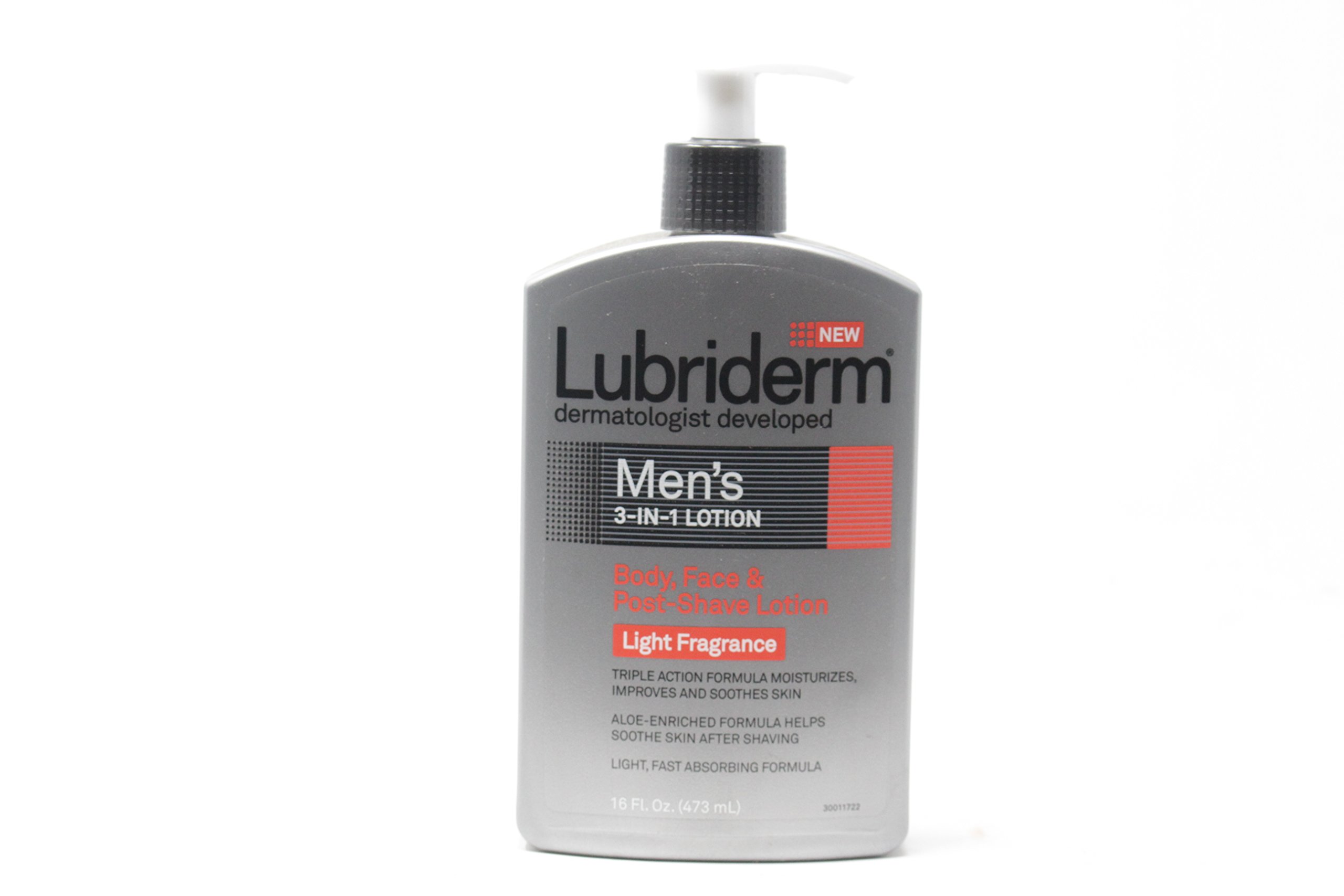 Lubriderm Men's 3-in-1 Body, Face & Post-Shave Lotion, Light Fragrance 16 oz (Pack of 3)