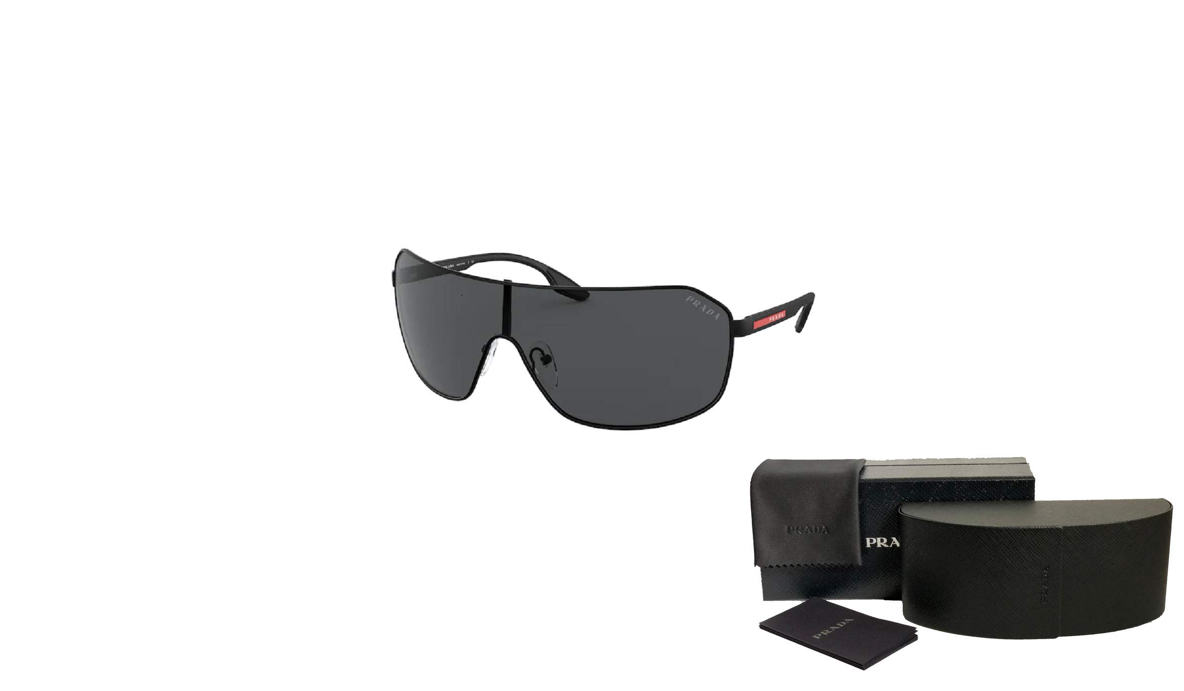 Prada PS53VS 1BO5S0 37MM Matte Black/Grey Aviator Sunglasses for Men + BUNDLE with Designer iWear Eyewear Kit