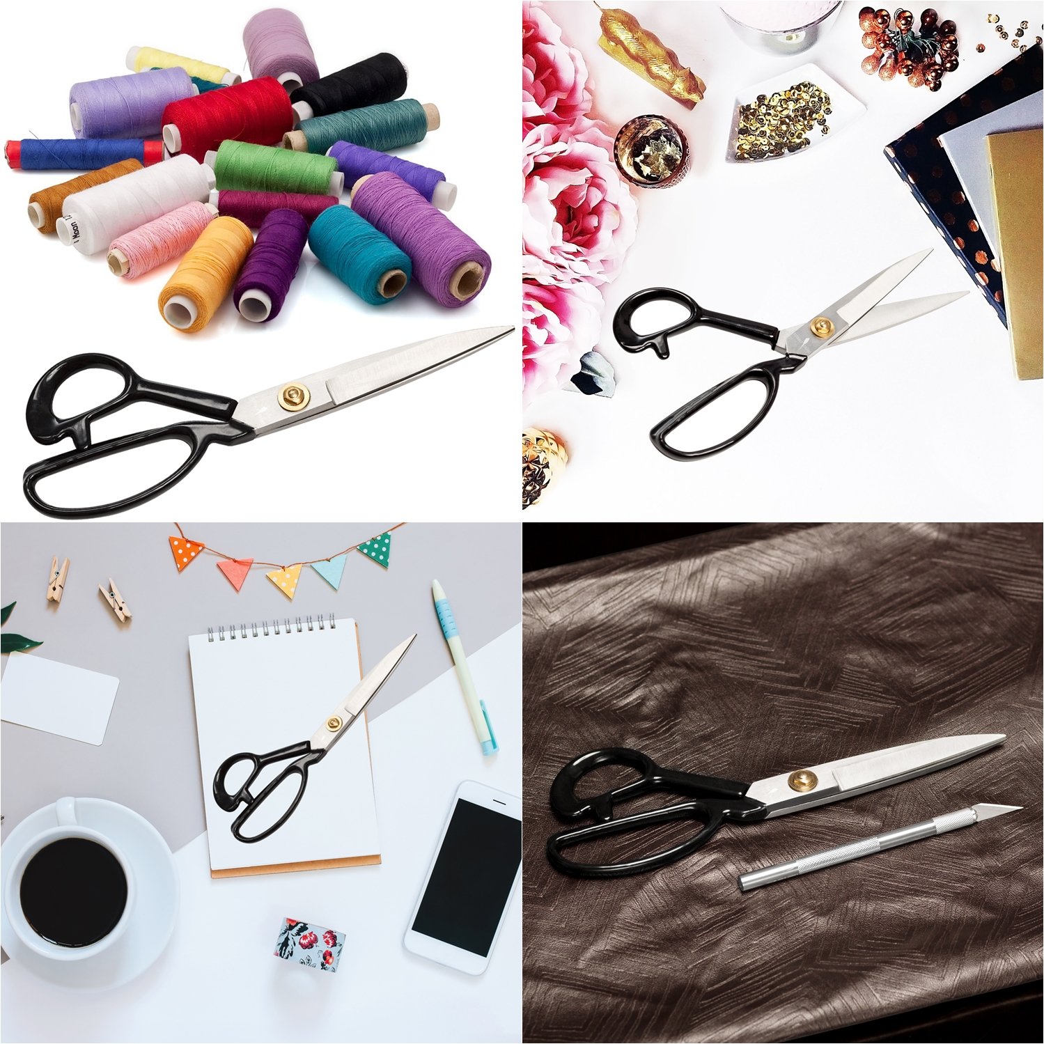 Sewing Scissors Ultra Sharp + Free Craft Knife - 9" Heavy Duty Professional Shears - All Purpose Scissors: Office & Crafts, Perfect for Seamstress, Tailors, Dressmakers, Students, Artists
