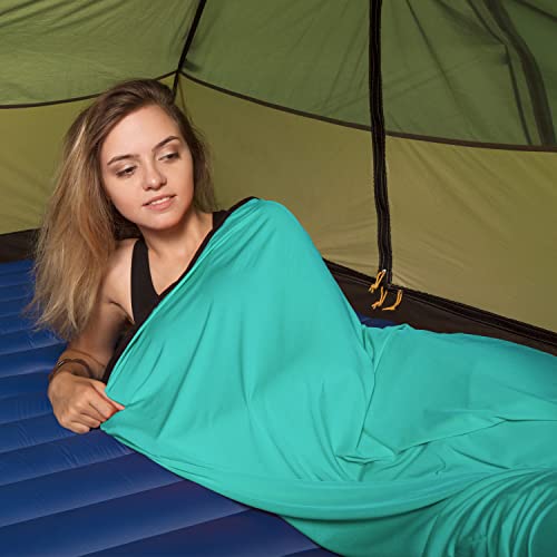 Naturehike High Elasticity Sleeping Bag Liner Lightweight Camping Travel Sheet - Portable Sleeping Sack for Camping, Travel, Youth Hostels, Picnic, Planes, Trains (Light Blue)