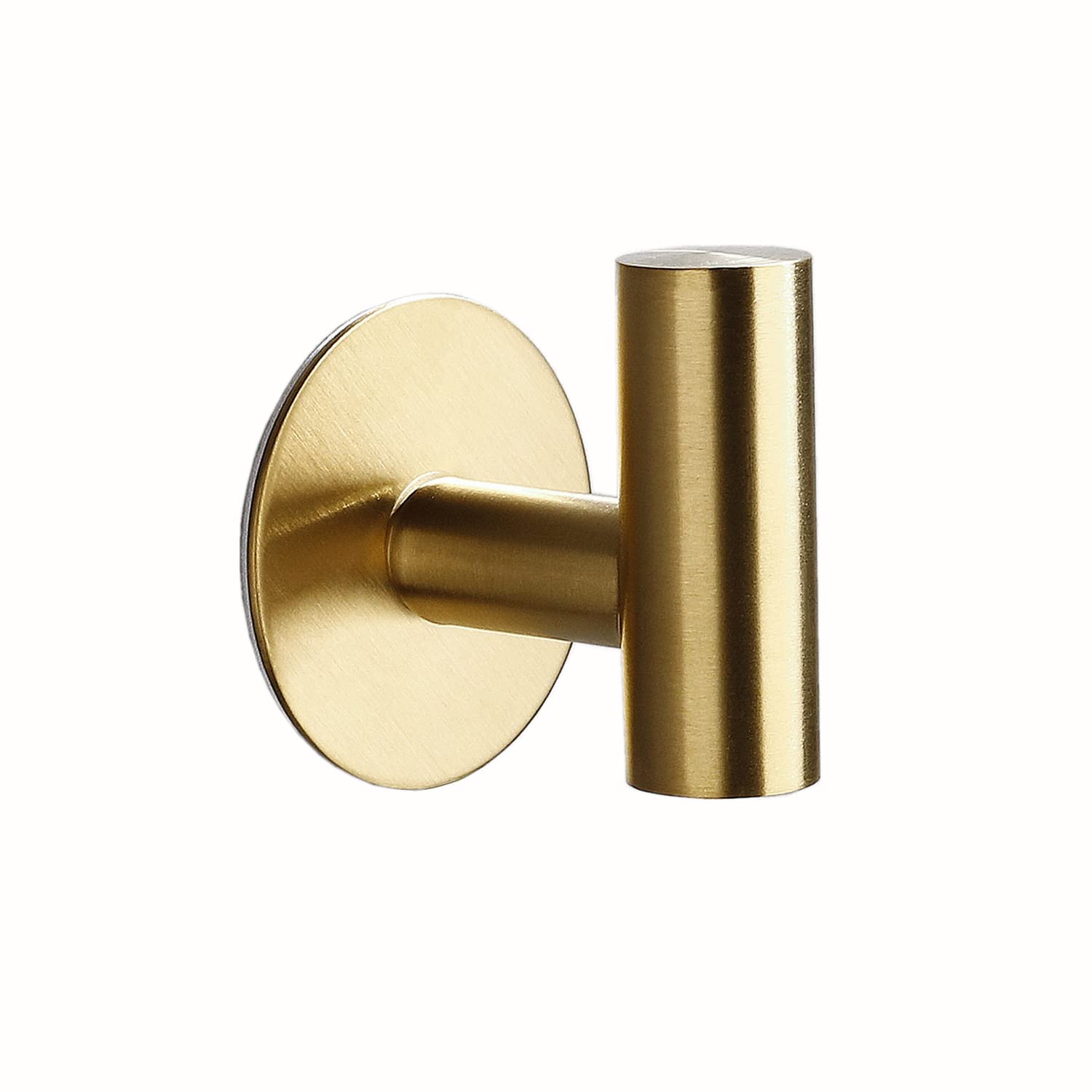 Zuvky Adhesive Wall Hooks - 2 Pack Stainless Steel Towel Hooks for Bathrooms, Kitchen, Livingroom, Office, Garage, Hotel (Gold)