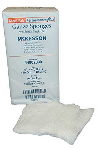 McKesson 44802000 Medi-Pak Performance Gauze Sponge, 8-Ply, 4" Width, 4" Length, Pack of 4000