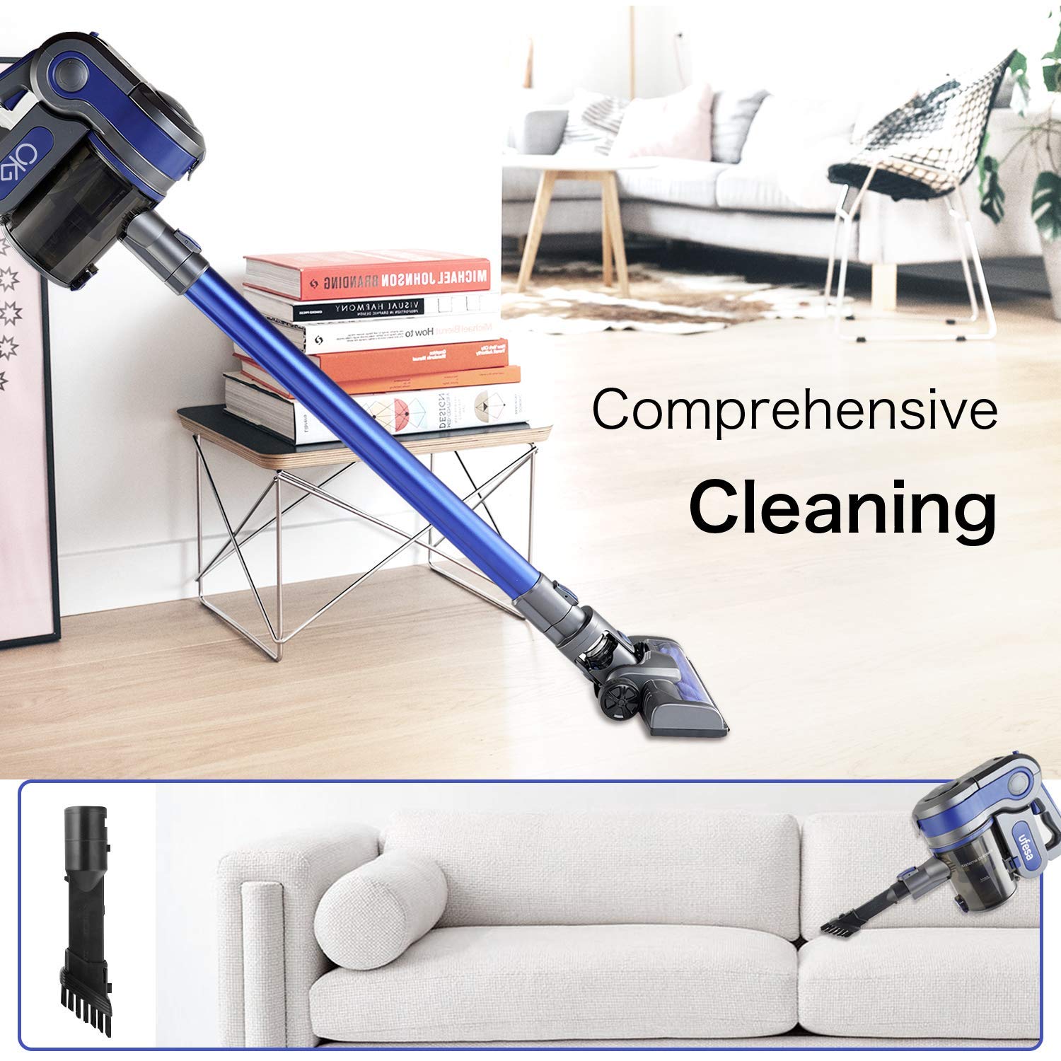 OKG Cordless Vacuum Cleaner Powerful Suction 250W Brushless Motor 4 in 1 Stick Handheld Vacuum for Home Hard Floor Carpet Car