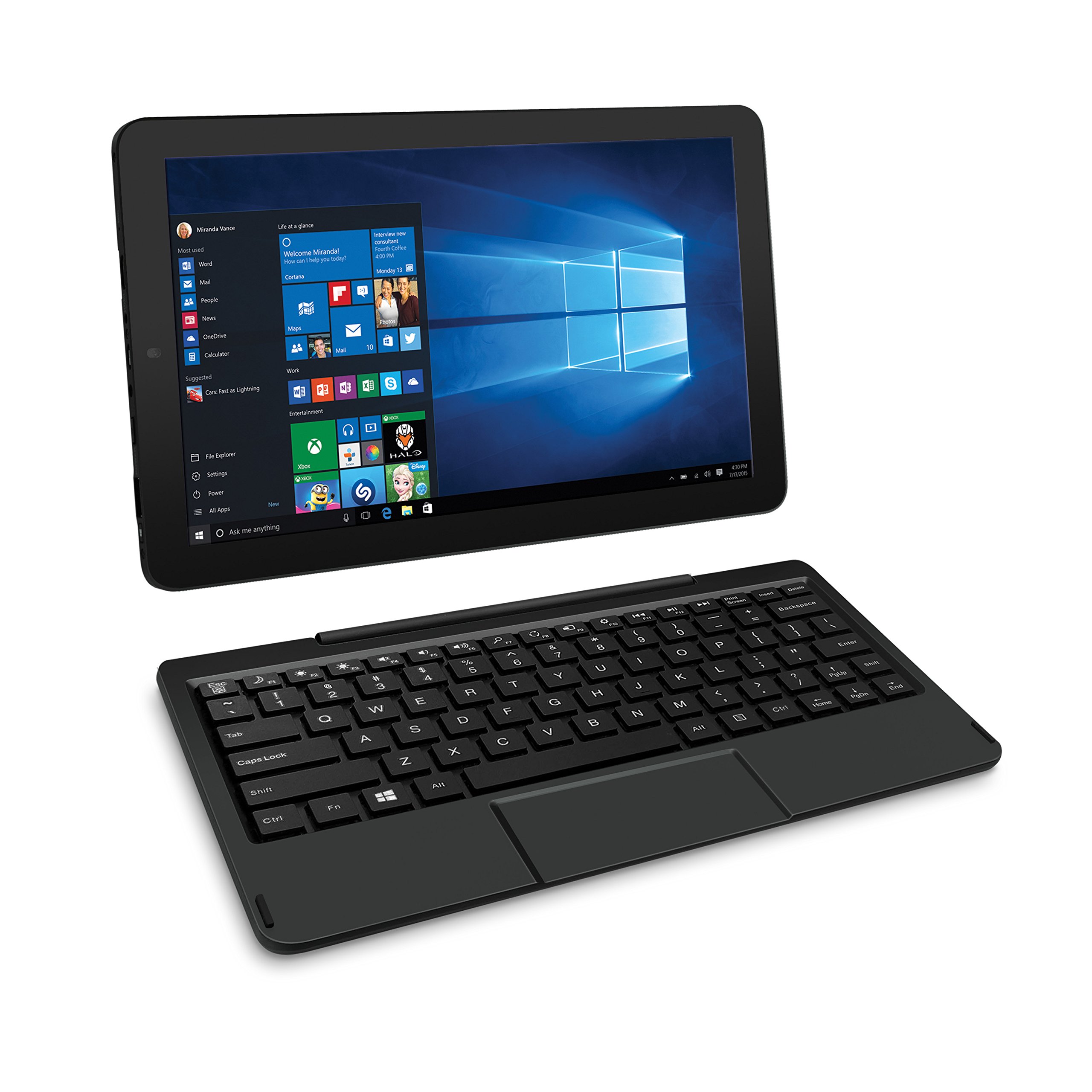 RCA Cambio 10.1 2-in-1 Tablet 32GB Intel Quad Core Windows 10 Black Touchscreen Laptop Computer with Bluetooth and WIFI