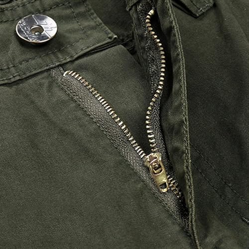 Mens Multi Pockets Cotton Cargo Pants Relaxed Fit Stretch Cargo Trousers Hiking Fishing Running Workout Sweatpants (Green,36)