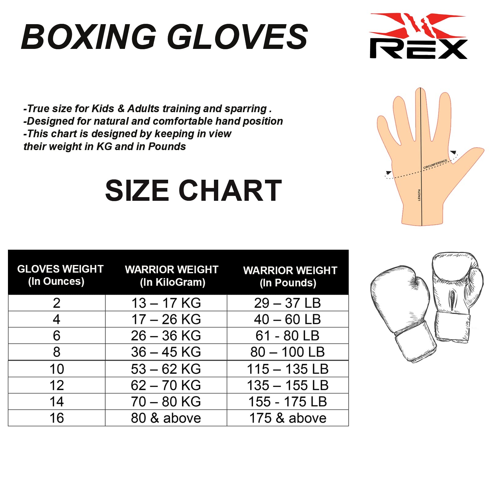 Rex Boxing Gloves for Kids & Adult- Premium Quality PU Leather Training Gloves for Enhanced Performance and Protection with Ventilated Palm (Blue, 16oz)