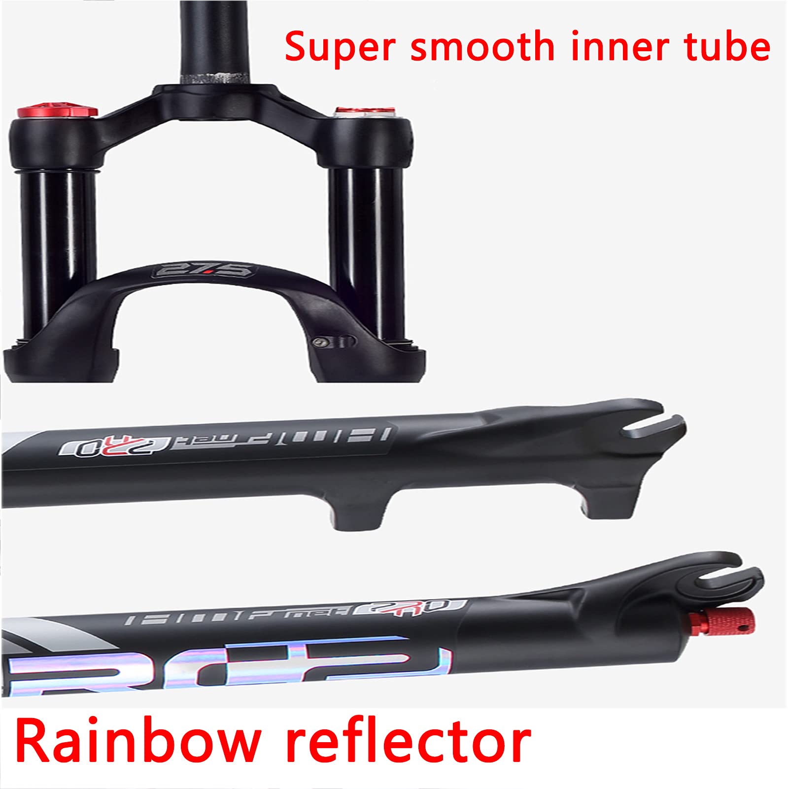 MTB Air Fork Front Suspension 26 & 27.5In Mountain Bike Adjustable Damping Shock Absorber, Double Chamber, Shoulder Lock, Super Light 1600G Bicycle Accessories,White,26inch