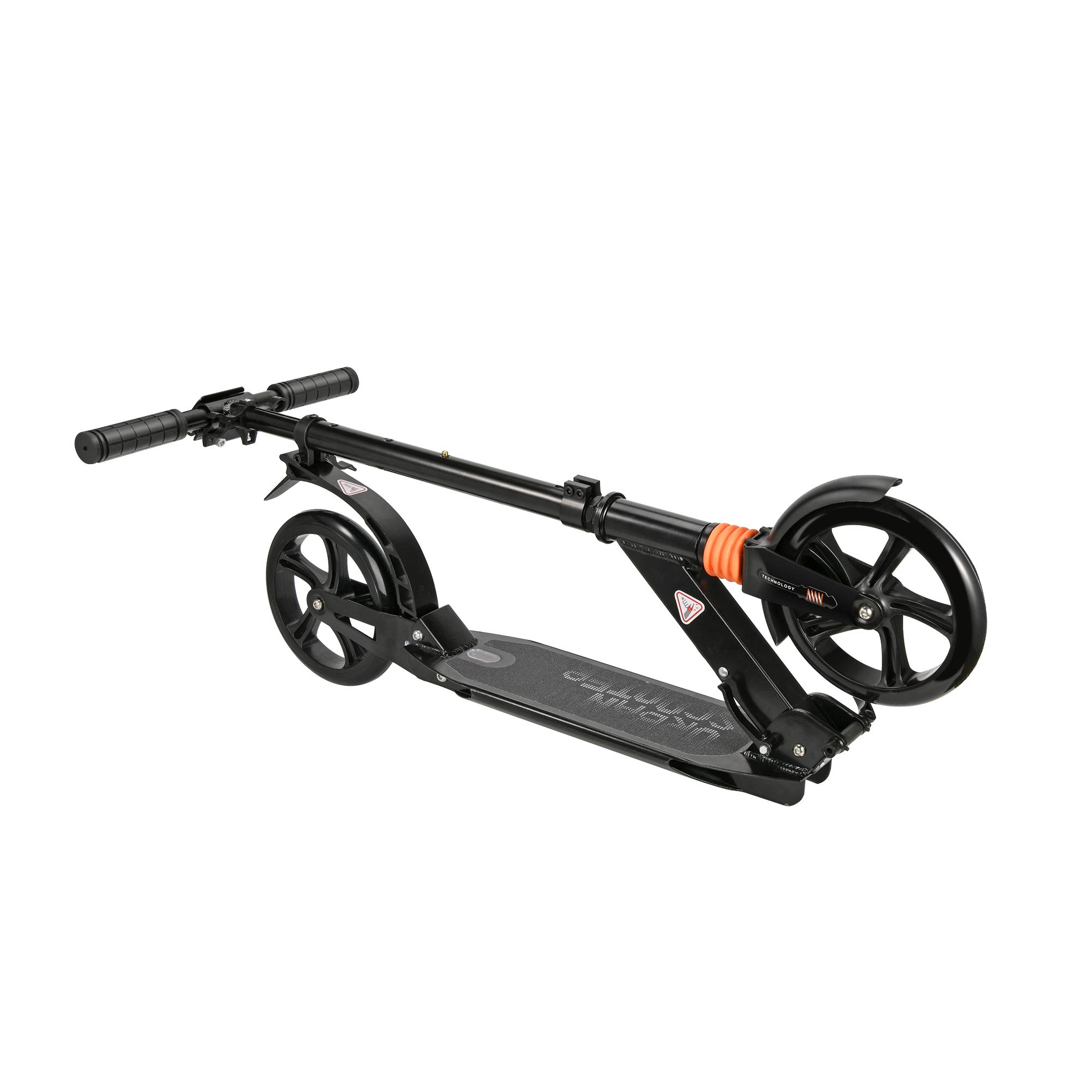 Movnon Kick Scooter for Adults, Teens, Foldable Scooter with Belt, Dual Suspension, Weighting Up to 220lbs, Black