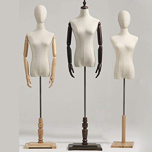 Mannequin Torso Mannequin Dress Form Torso Female Tailors Dummy Dressmakers Dummies Fashion Students Display Bust with Solid Wood Arm Flexible Adjustment for Apparel Jewe