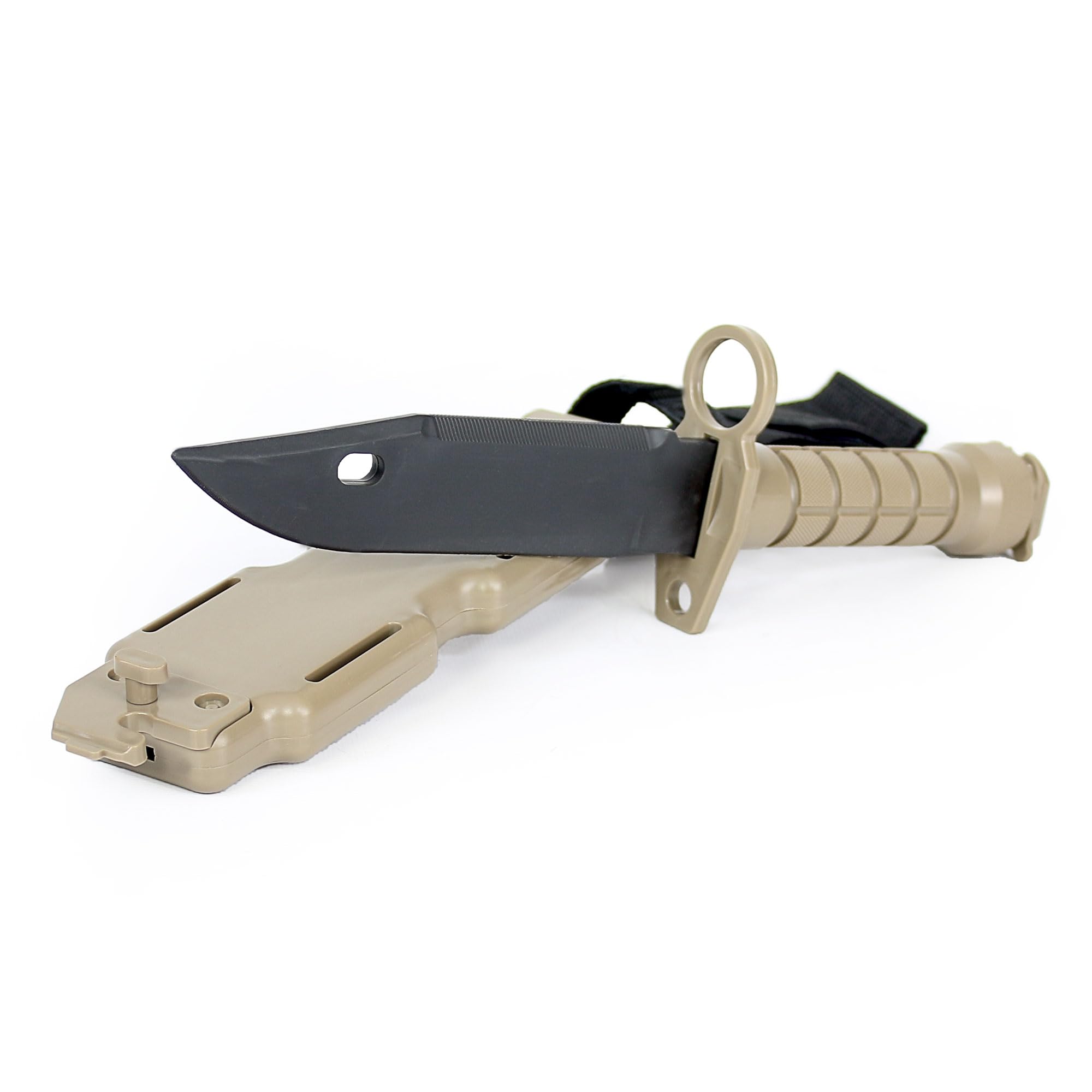 MetalTac Rubber Knife Training with Sheath for Practice, Airsoft, Martial Arts Guard Fight; with Leg Holster Holder Handle Grip 11.75" inch (Tan)