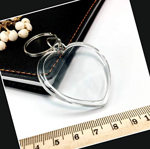 NATUWORLD 25Pcs Clear Acrylic Photo Keychains Blank Heart Shape Picture Frame Keychain Keyring Insert Personalized Keychain Snap in Insert Key Chain Keyrings Key Holder Great for DIY Gift
