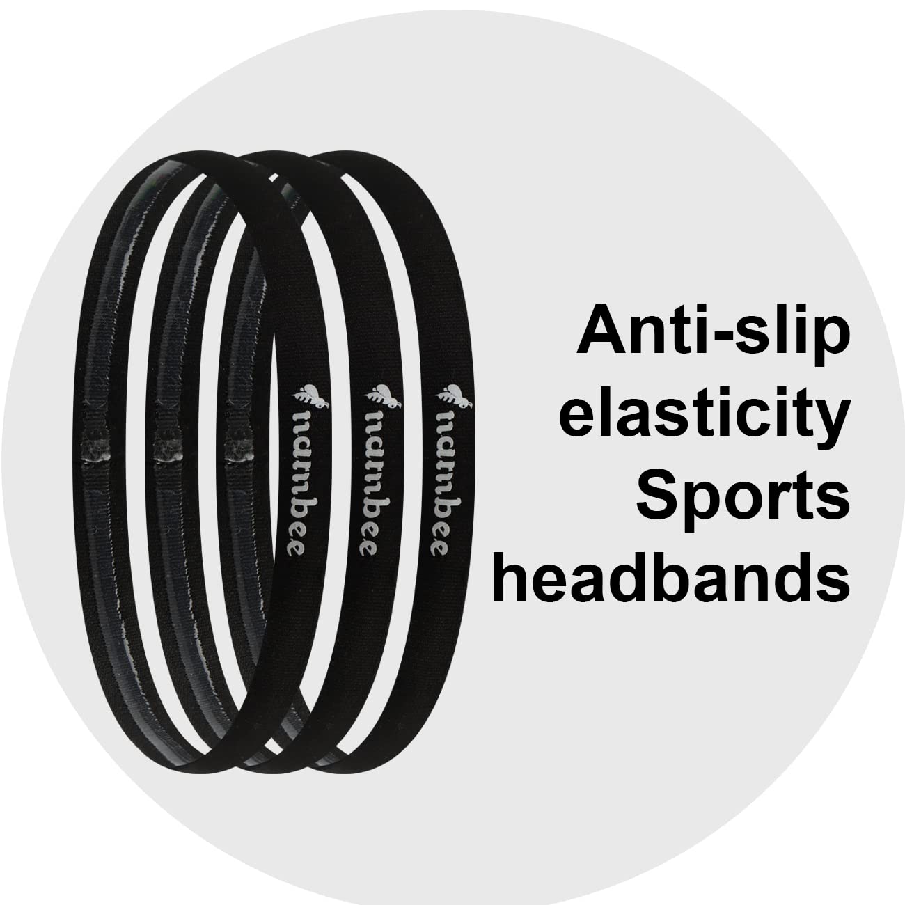 Nambee Silicone Grip Hairband Mini Sweat Band 6 Pack,Elastic Silicone Grip Exercise Hair and Sweatbands for Yoga