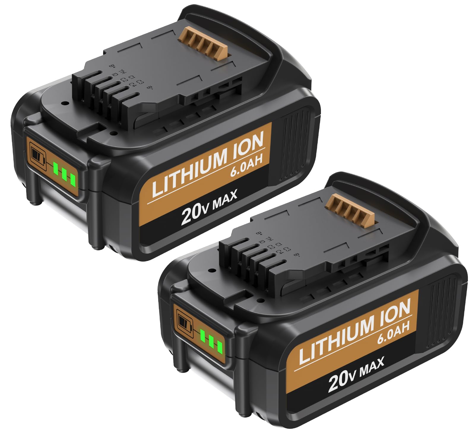 Moticett Upgraded 6000mAh Replacement for Dewalt 20v Max Battery Replacement for Dewalt 20v Battery Compatible with Dewalt 20 Volt Battery DCB201 DCB203 DCB207 DCB205 DCB204 DCB206-2Packs