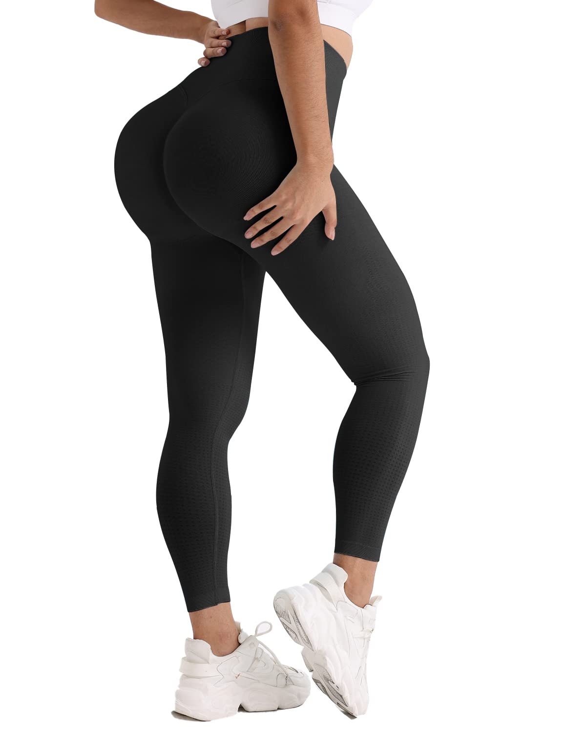 SULTOPY Workout Leggings for Women Seamless Butt Lifting High Waisted Tummy Control Yoga Pants Black