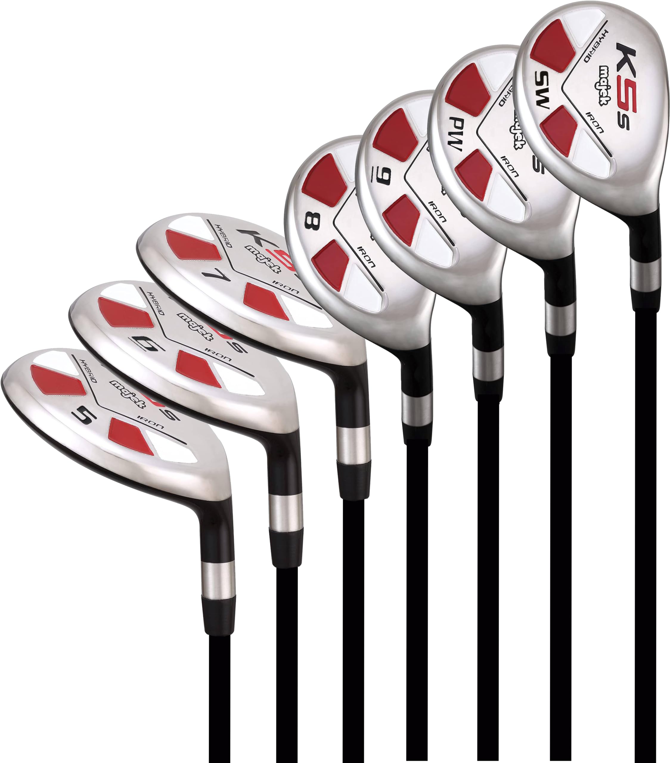 Majek Men's Golf All Hybrid Complete Full Set, which includes: #5, 6, 7, 8, 9, PW +SW Senior Flex Right Handed New Utility A Flex Club