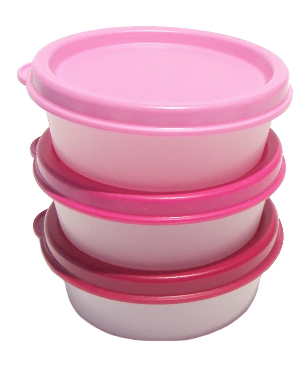 Tupperware Giant Smidget Half Size Snack Cup Small Bowl Set Shades of Pink