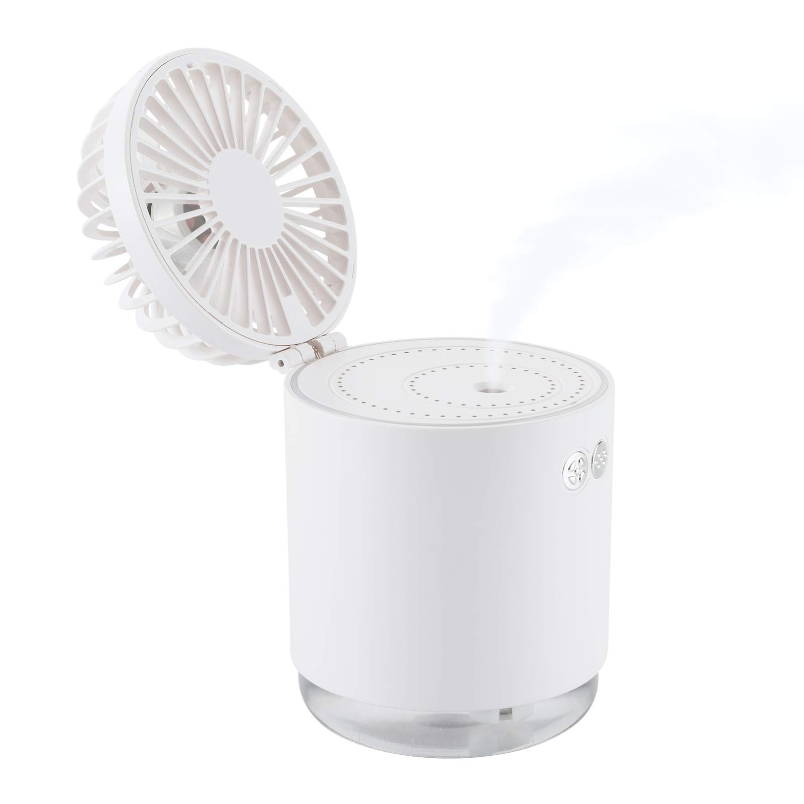 Mini Humidifier with Fan, Battery Operated Small Humidifier, USB Rechargeable, 2 Mist Mode 7 LED Light Portable Humidifier for Bedroom, Office, Travel,Car