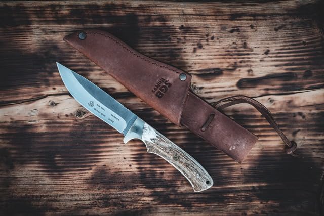 PUMA SGB Teton Staghorn Hunting Knife with Leather Sheath