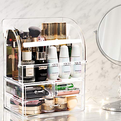 Mayyol Acrylic Makeup Organizer and Storage, Professional Skin Care Organizer Cosmetics Display Cases with Drawers, Dust Water Proof Makeup Storage for Vanity