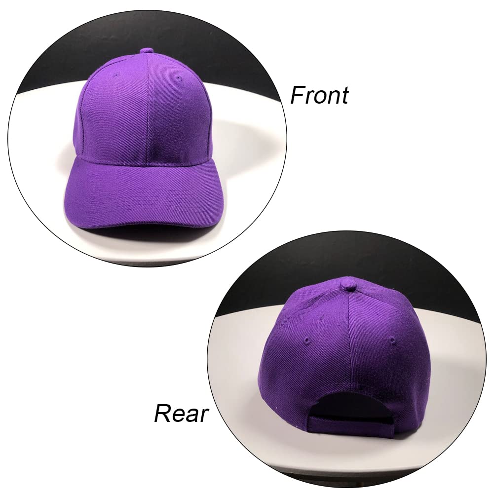 Solid Color Baseball Cap Unisex Golf Trucker Dad Hat Adjustable Size Classic Blank Ball Cap for Men Women (Purple)