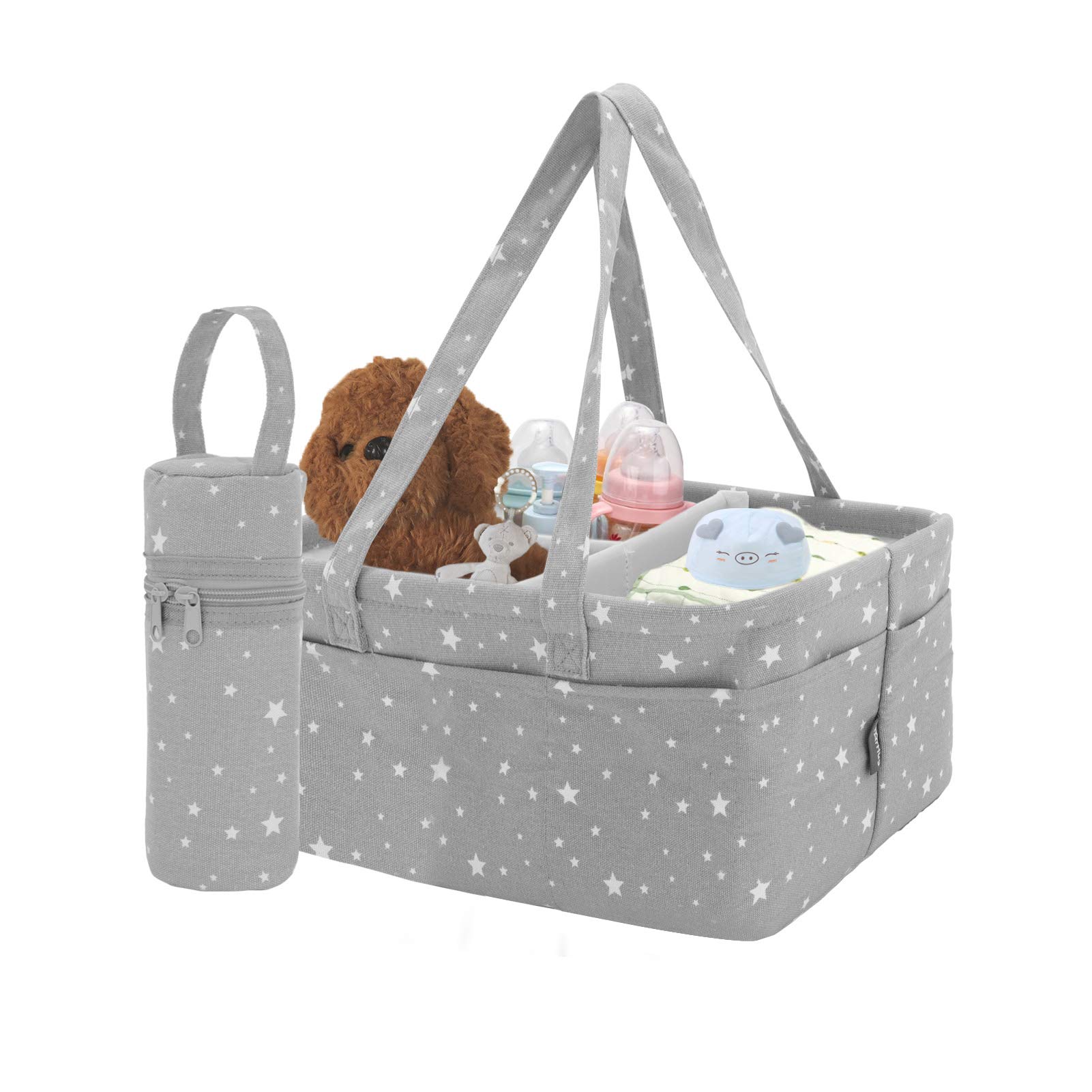 MorNon Baby Diaper Caddy Organizer Baby Shower Basket Storage Bin with Bottle Bag Car Organizer for Diapers and Baby Wipes