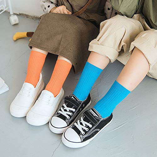 MINI PANDA Boys Socks Crew Socks for Girls 4-6 Years 6-8 Years 8-10 Years 12 Pairs (multicolor-B, 7-9 Years)