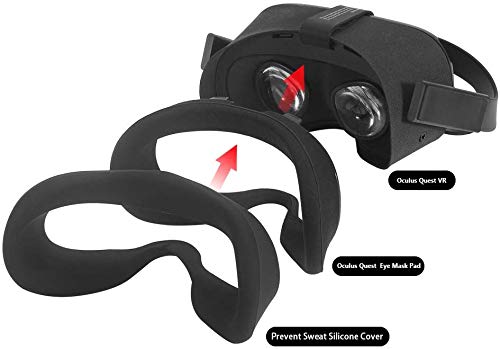 MASiKEN Face Cover Mask for Oculus Quest 1, Professional Silicone Face Cover, Face Pad Sweatproof Lightproof Washable (Black 2P)