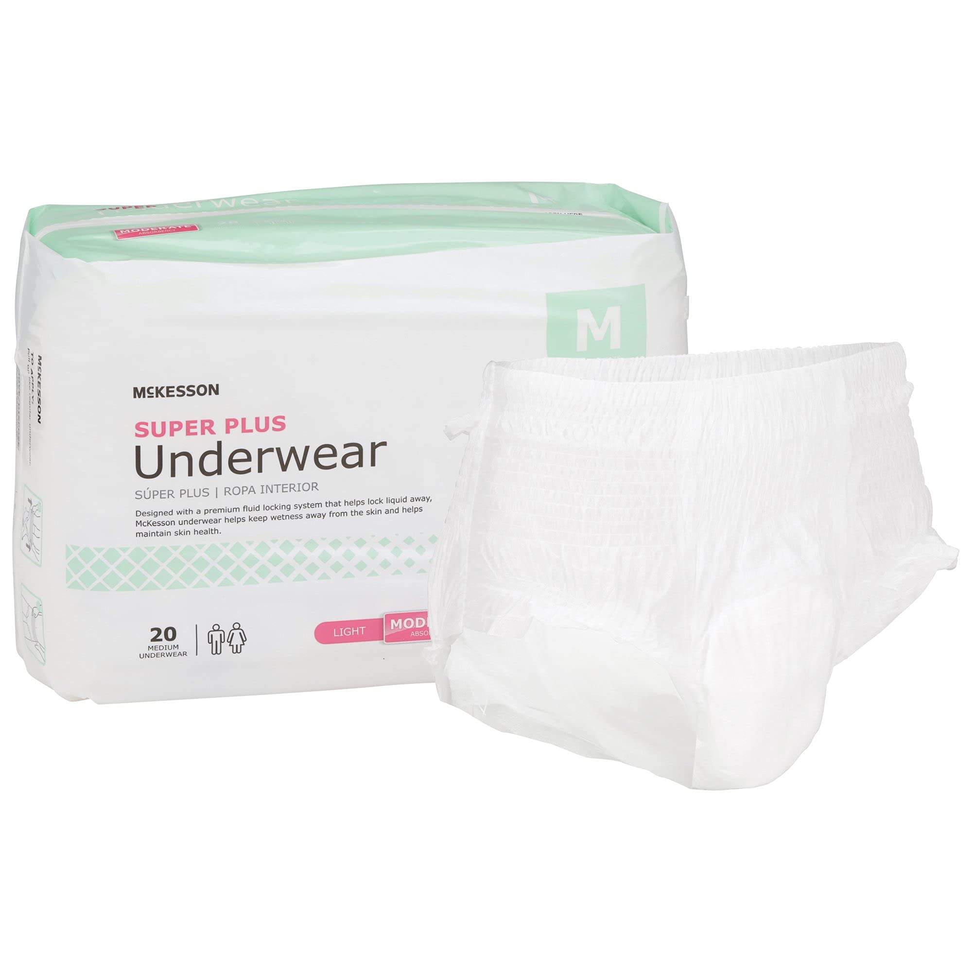 McKesson Super Plus Underwear, Incontinence, Moderate Absorbency, Medium, 80 Count