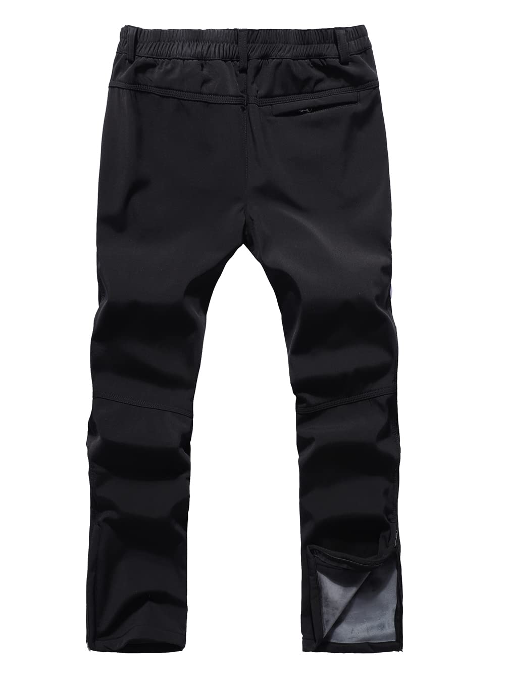 Muaney Mens Ski Snow Waterproof Softshell Snowboard Pants Outdoor Hiking Velour Lined Zipper Bottom Leg(MHP705-Fleece-BlackM)