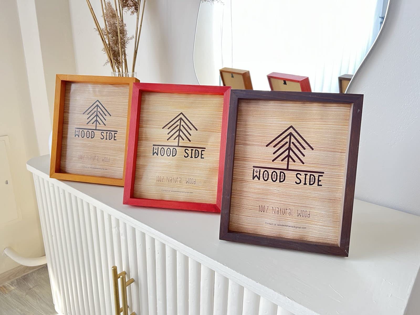 Red Wooden Picture Frame 11x14 - Natural Rustic Solid Wood Thick Borders, Wall Mount and Table Top Display
