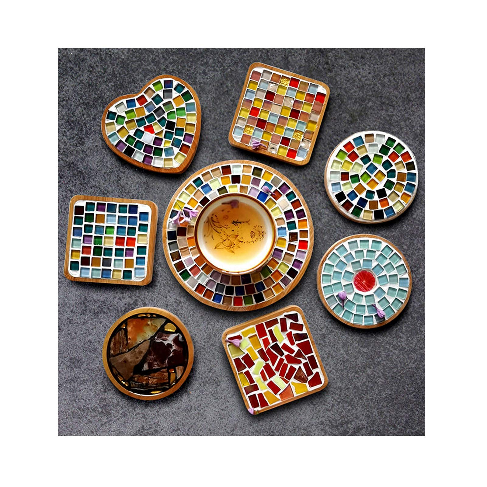 Mosaic Tiles Squares Dark Yellow Crystal Mosaic Glass Tile for Crafts Bulk DIY Picture Frames Handmade Jewelry Coasters Art Material Decoration,1x1cm,100 Pieces