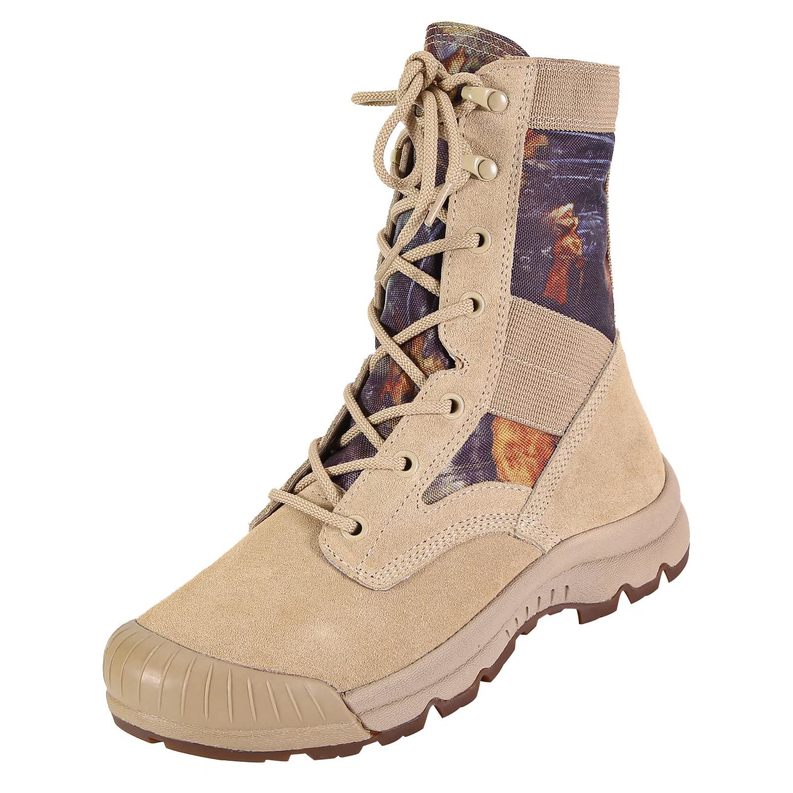 SYALL Women's Hiking Boots Lightweight and Breathable Camouflage Water-resistant Non-Slip Mid Durable Desert Trekking Shoes