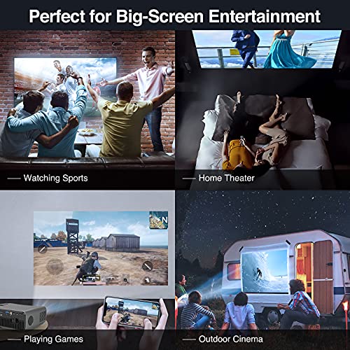 Native 1080P Projector, Indoor Outdoor FHD Projector 8000 Lumen High Bright for Movie Video Games, High Performance Multimedia Projector for Business, Phone DVD PC Supported, Low Noise